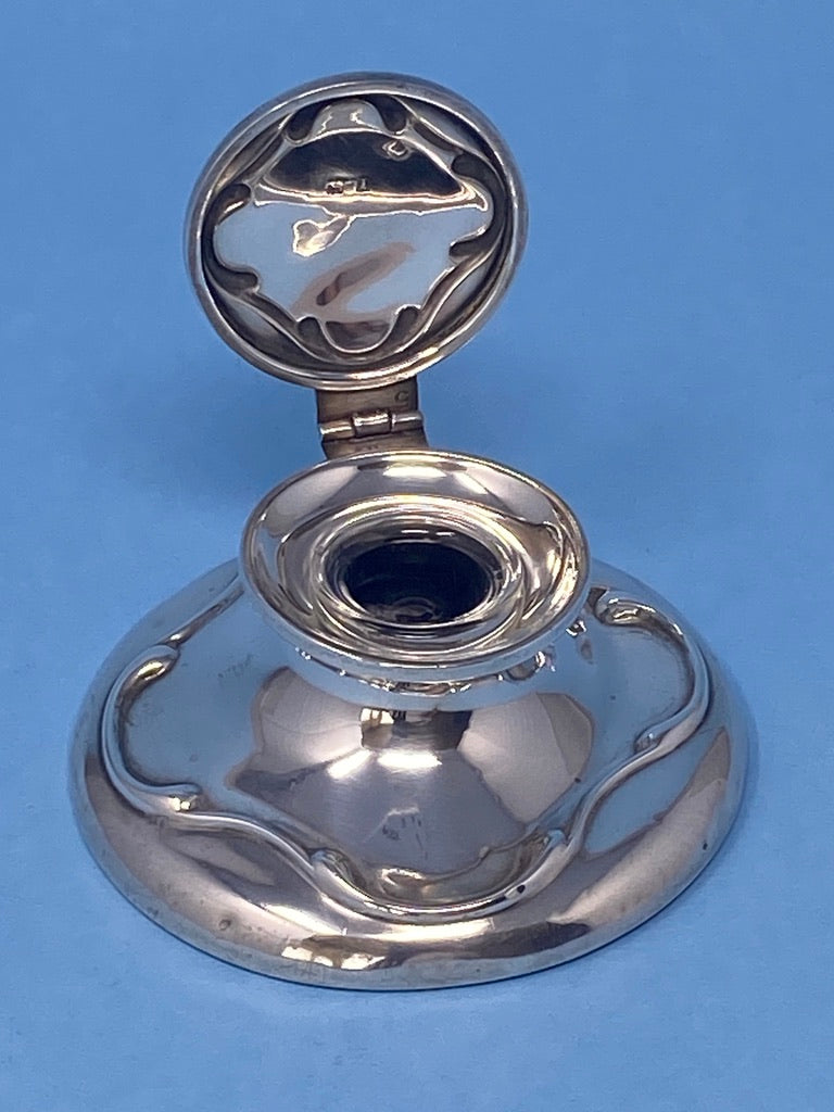 Art Nouveau Silver Capstan Inkwell – Ellis Richards Silverware
